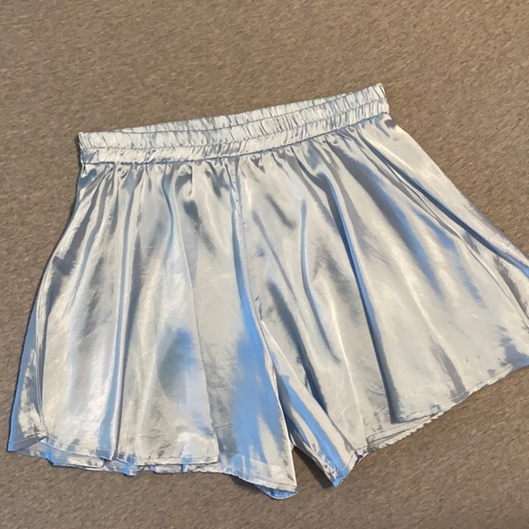 PrettyLittleThing | Shorts | Plt Light Blue Satin Flare Shorts | Poshmark